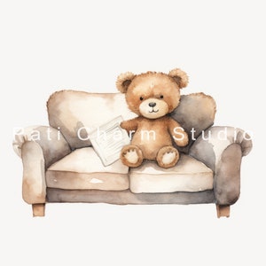 Cozy Teddy Bear Clipart PNG, High Resolution, Nursery Clipart Bundle ...