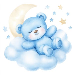 Nursery Clipart, Scrapbooking, Blue Clipart Set, Cute Bear Clipart ...