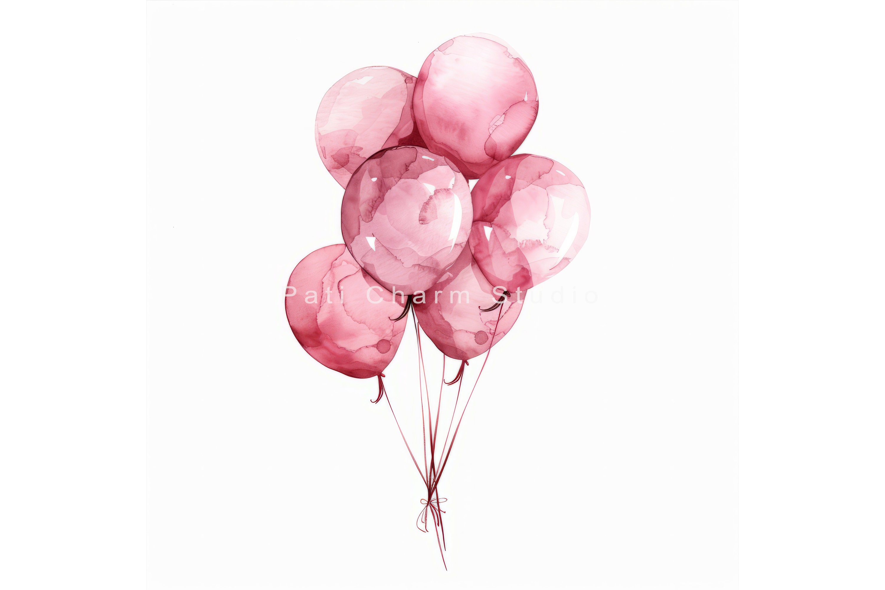 Watercolor Blue Balloon Clipart Set, Pink Balloon Clipart, Digital ...
