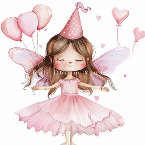 Watercolor Fairy Clipart Bundle, Pink Fairy Digital Clipart, Nursery ...
