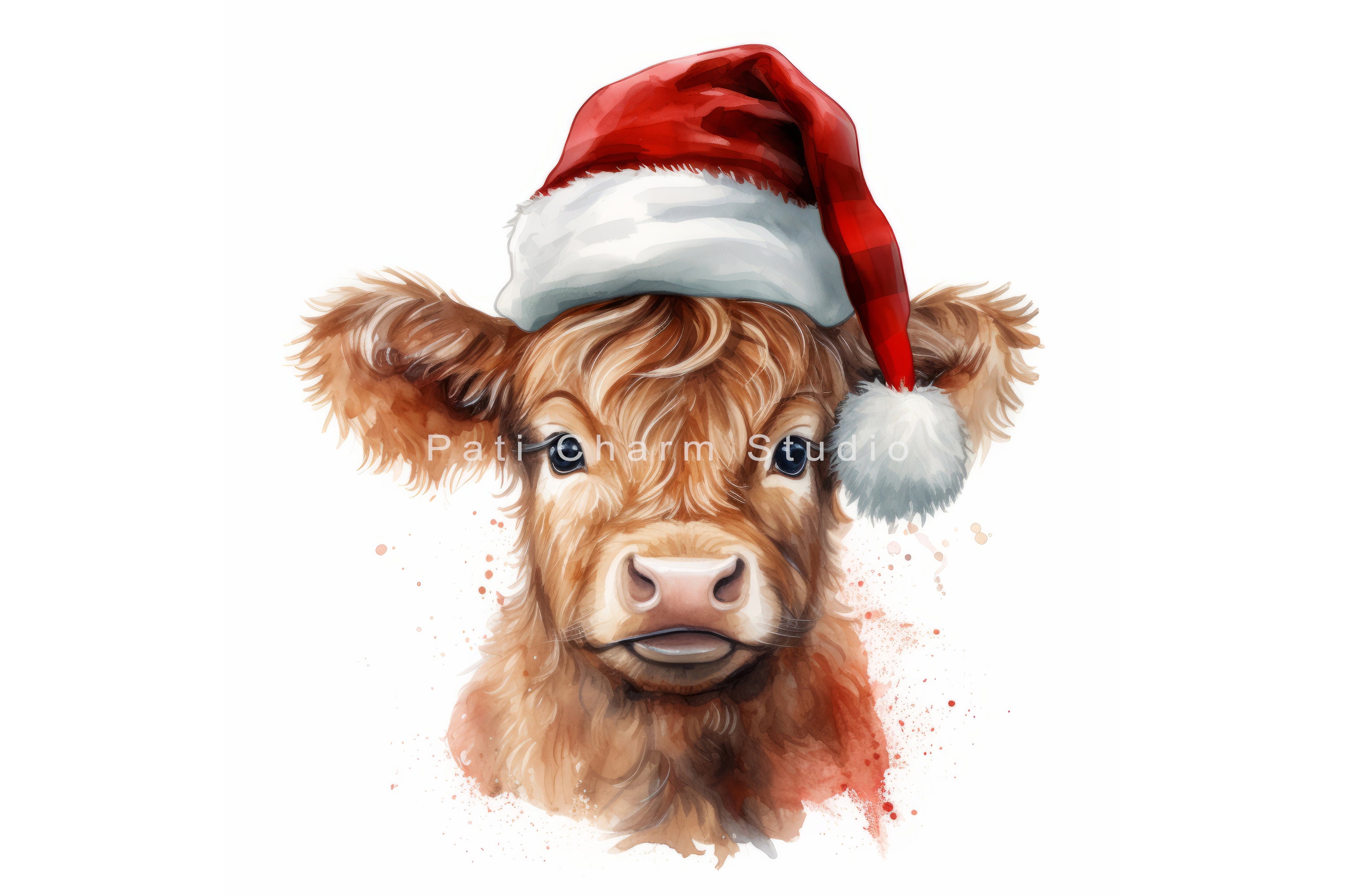 Watercolor Highland Cow Clipart Bundle Christmas Clipart - Etsy