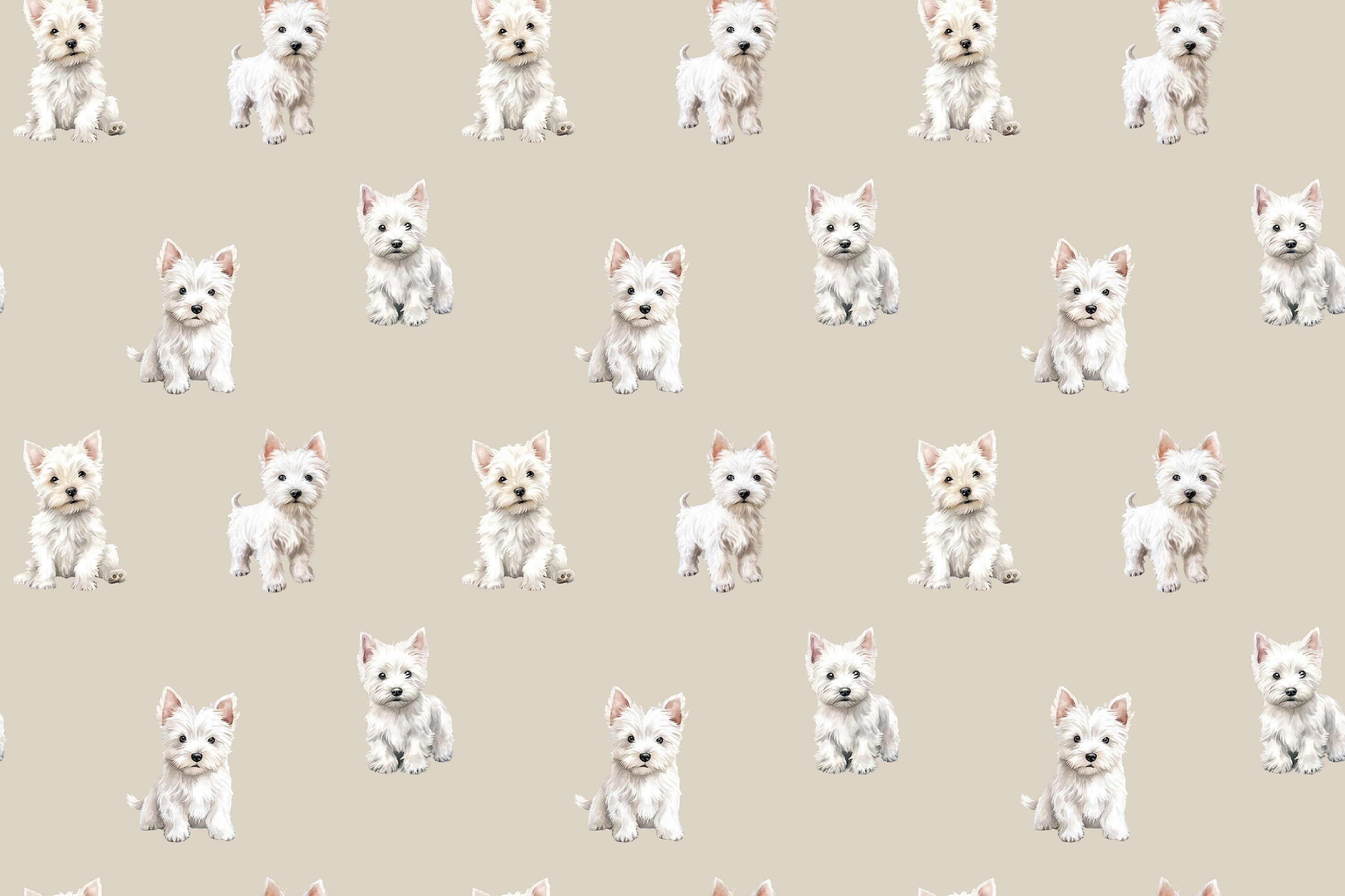 Westie Dogs Seamless Pattern West Highland White Terrier Digital ...