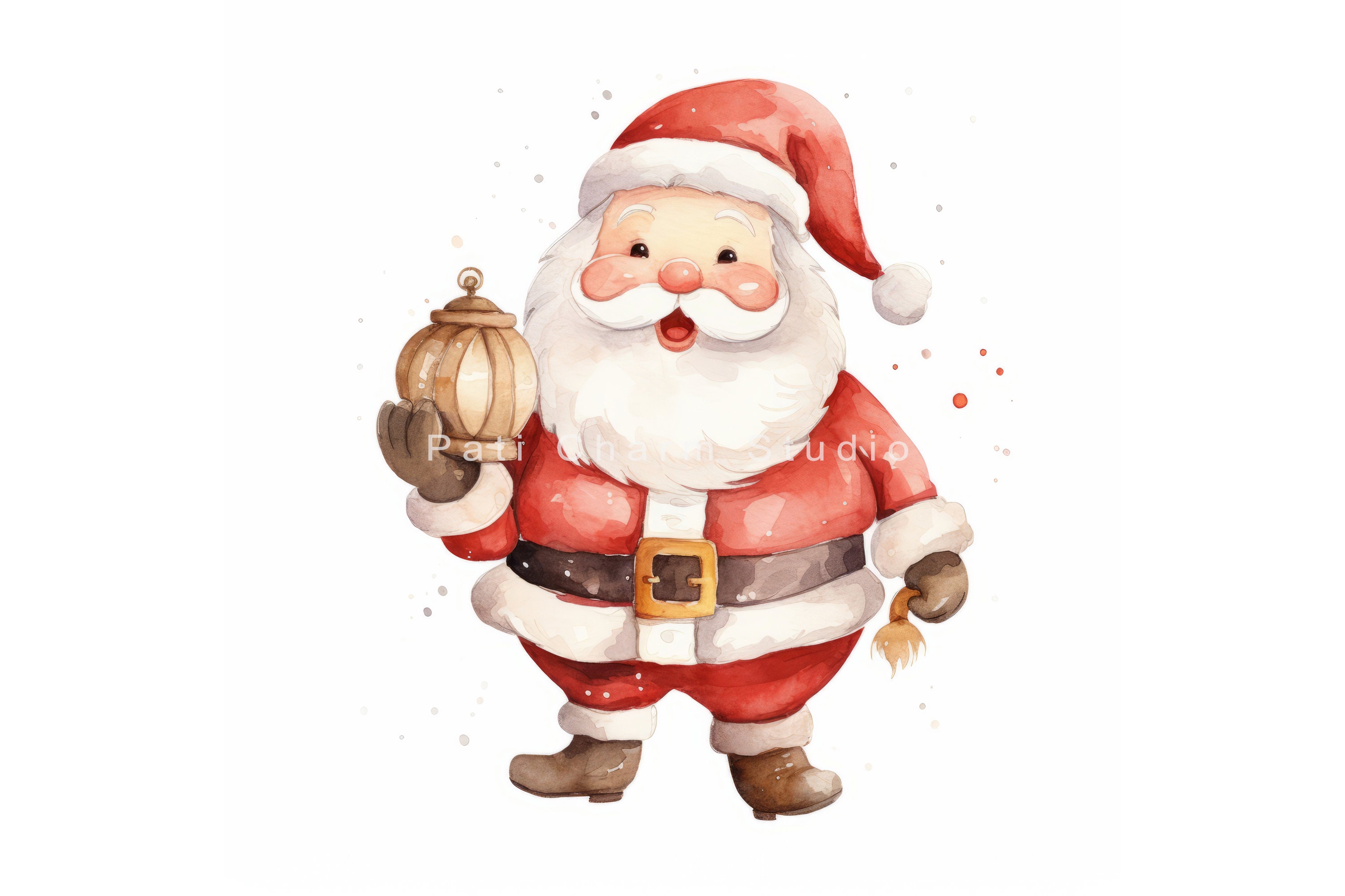 Santa Claus Watercolor Clipart Bundle, Cute Santa Claus, Winter Holiday ...