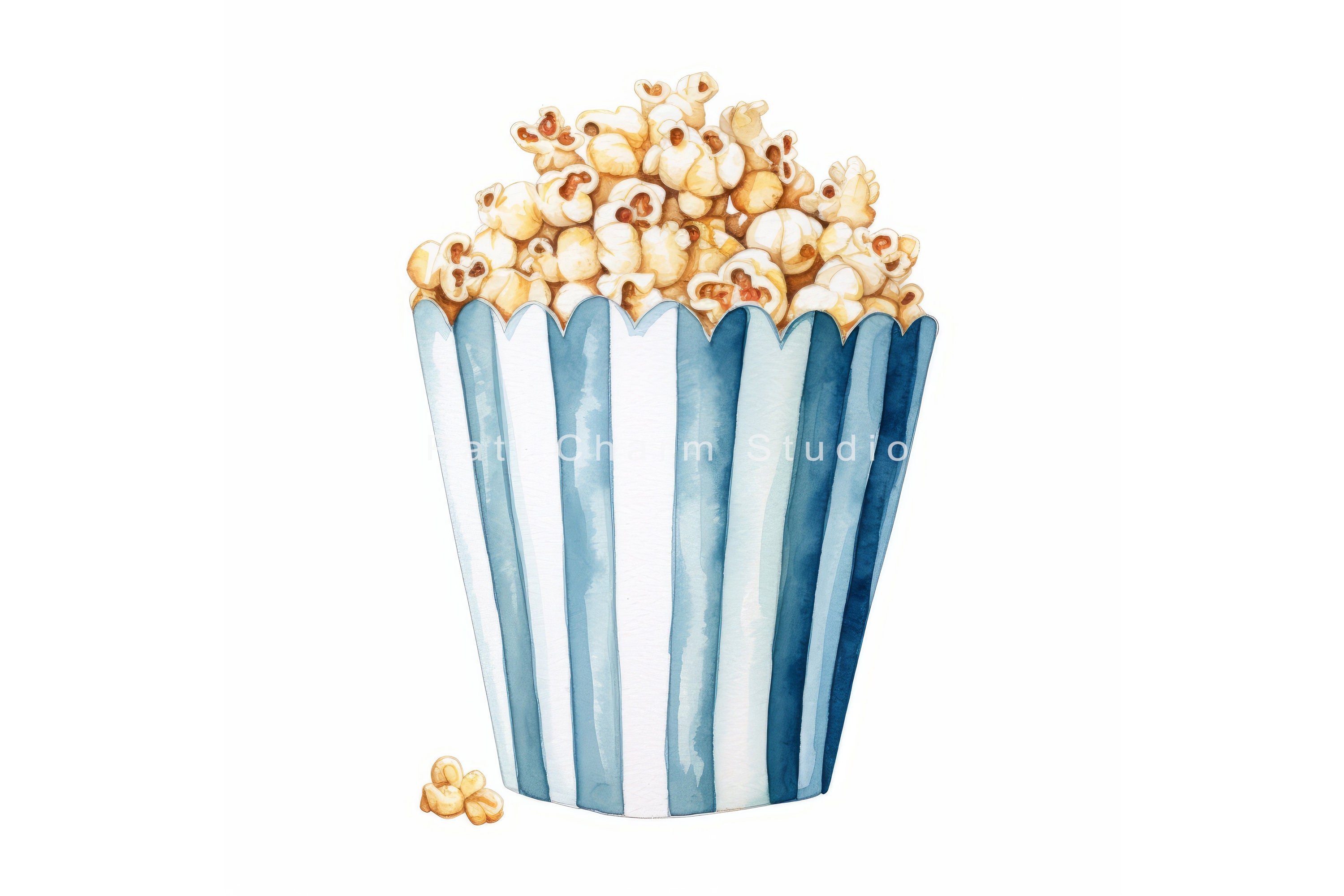 Blue Popcorn Clipart Set, High Quality Jpgs, Digital Clipart for Kids ...