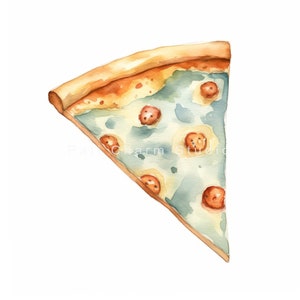 Watercolor Pizza Clipart Bundle, Jpgs, Bakery Clipart, Pepperoni Pizza ...