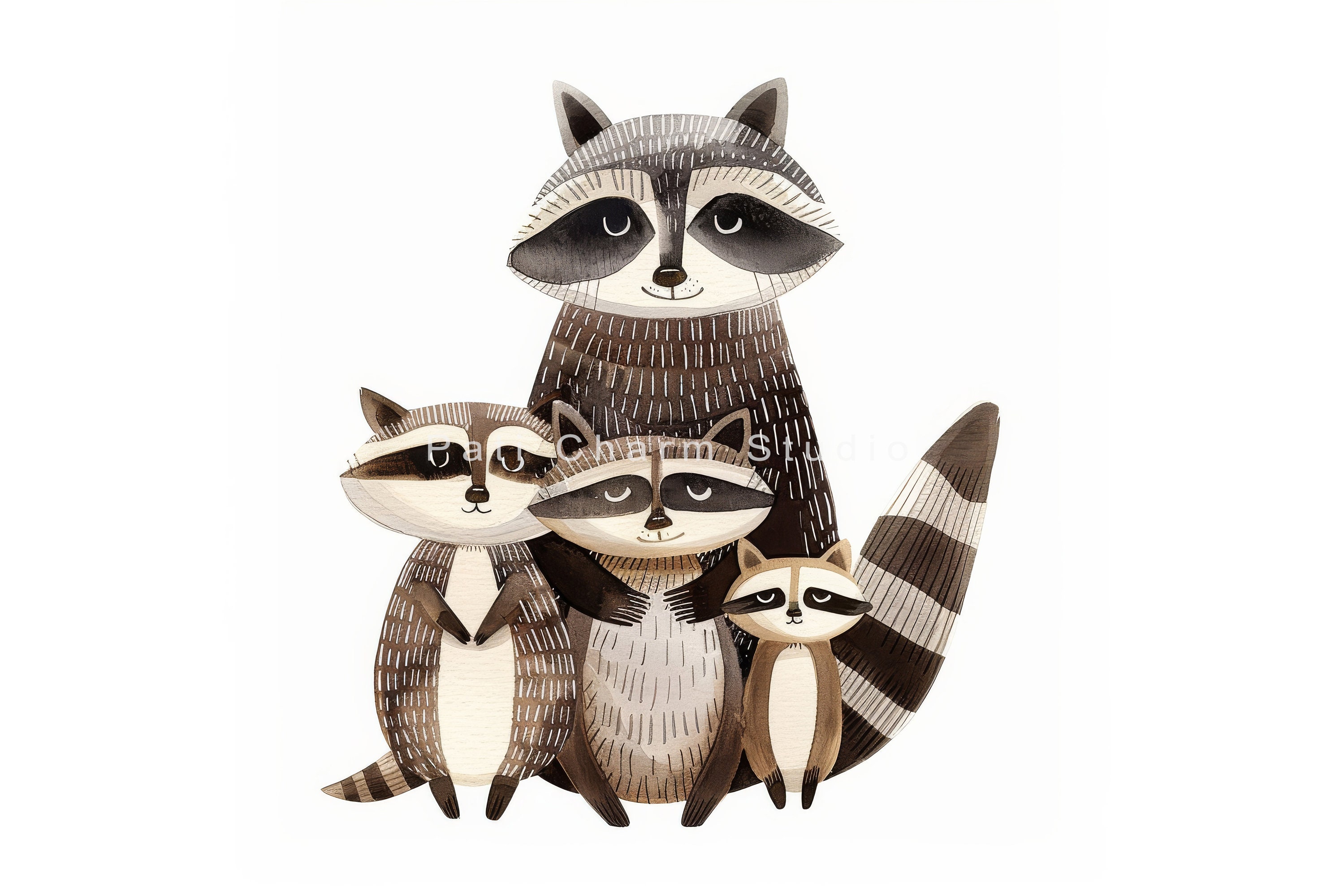 Raccoon Family Clipart Bundle, Cute Family Animal Clipart, Digital ...