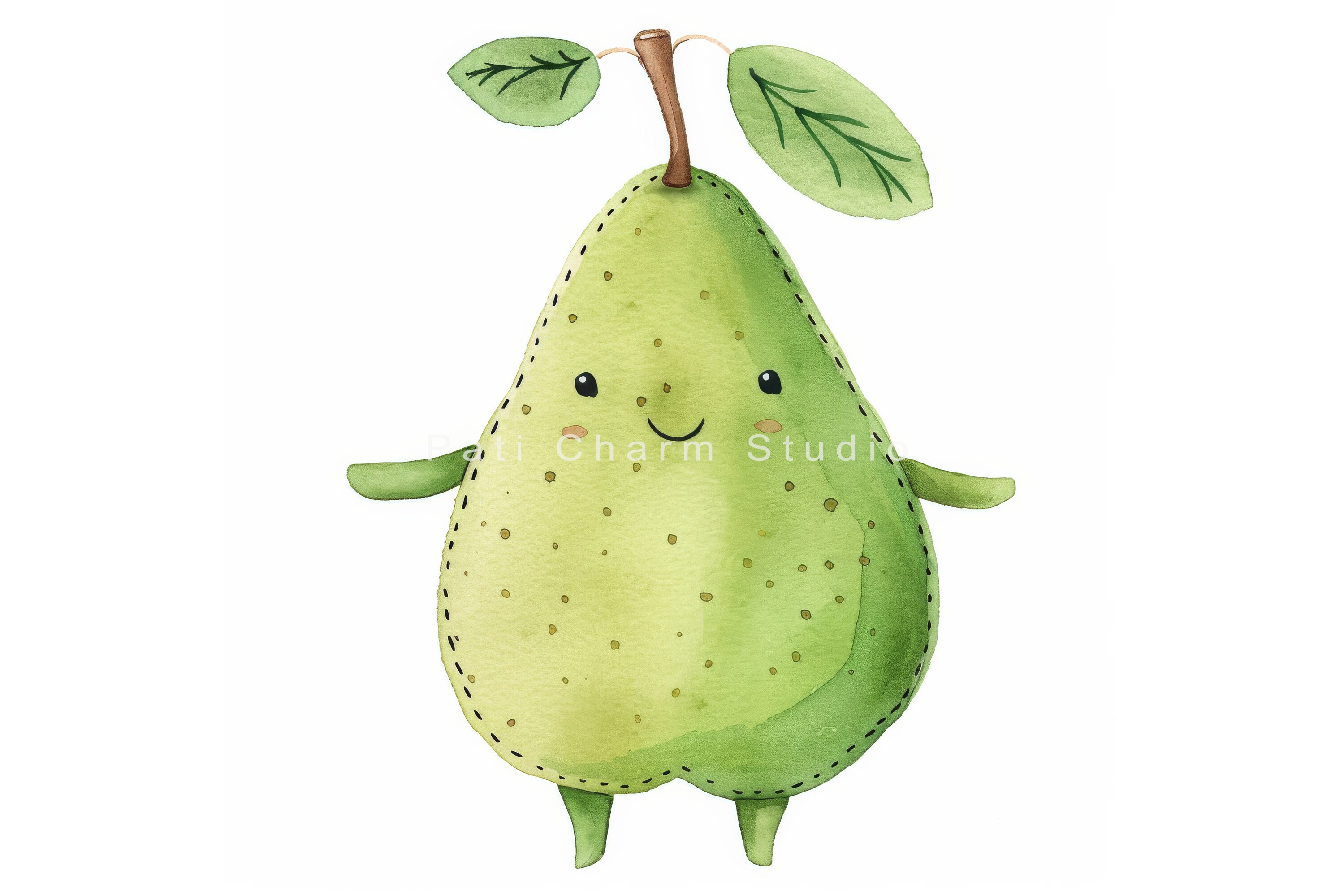 Happy Fruit Clipart Bundle, 9 High Quality Jpgs, Cherry Apple Pear ...