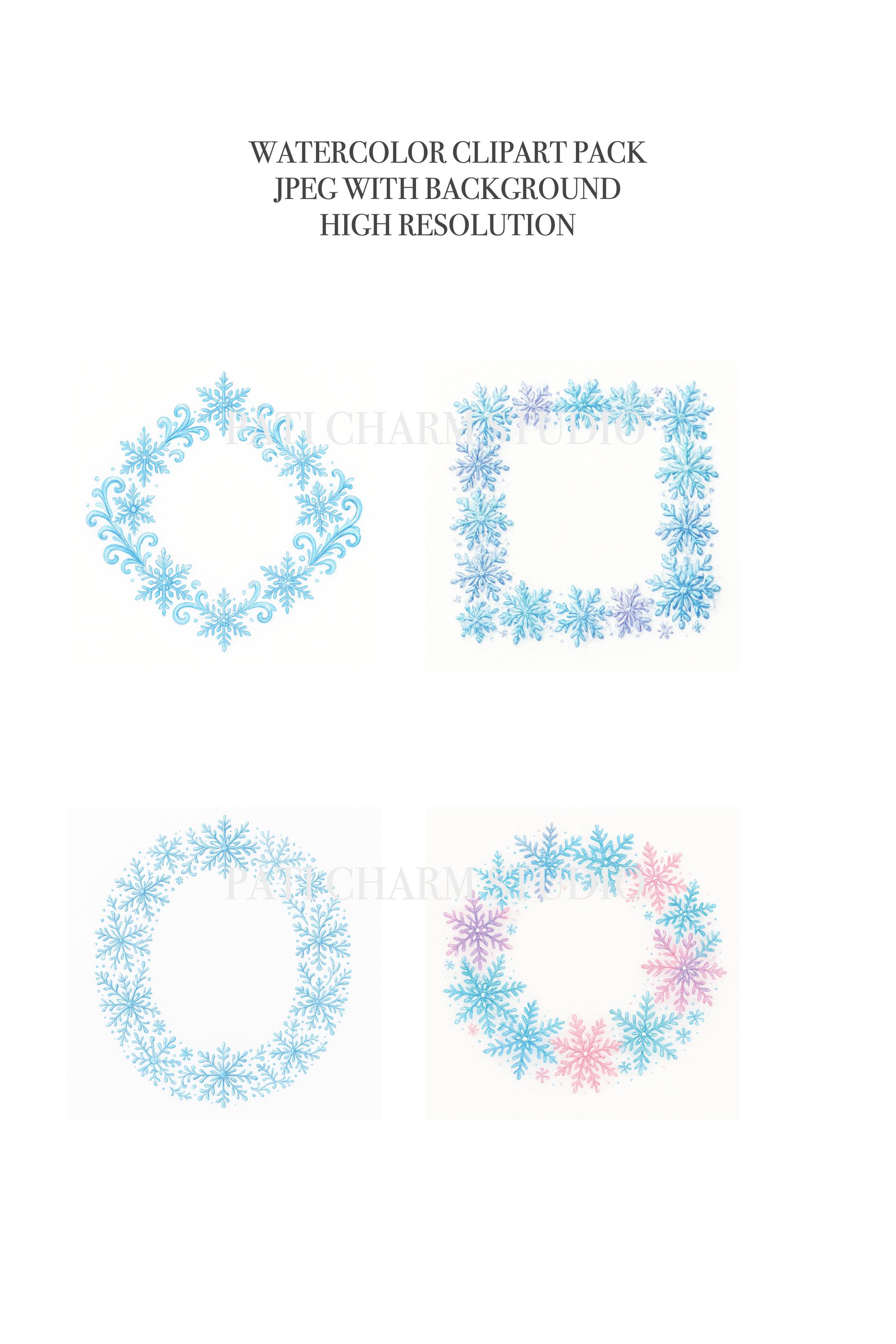 Snowflake Border Clipart Set, Winter Snowflake Frames, Christmas Border ...