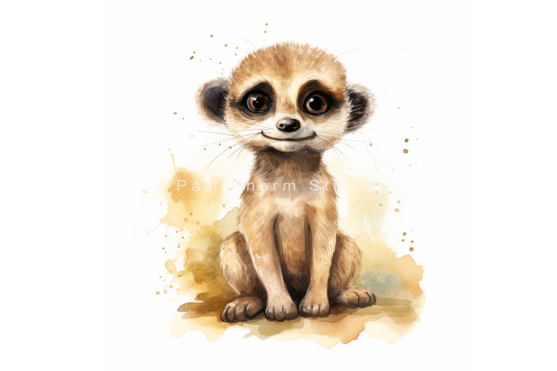 Meerkat Clipart Bundle, Cute Meerkat Clip Art, Watercolor Baby Animals ...