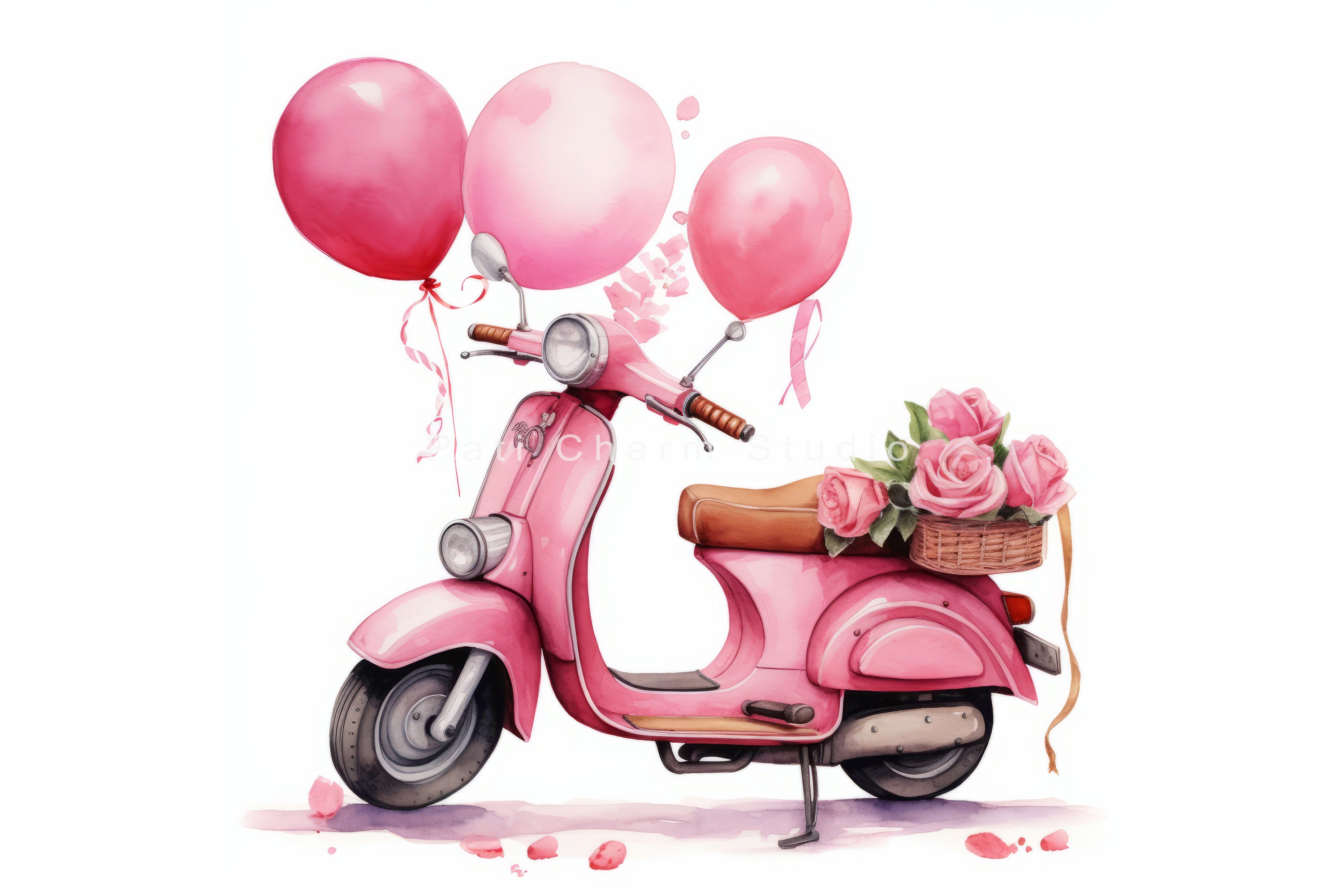 Watercolor Vespa Clipart Bundle Romantic Clipart Watercolor - Etsy