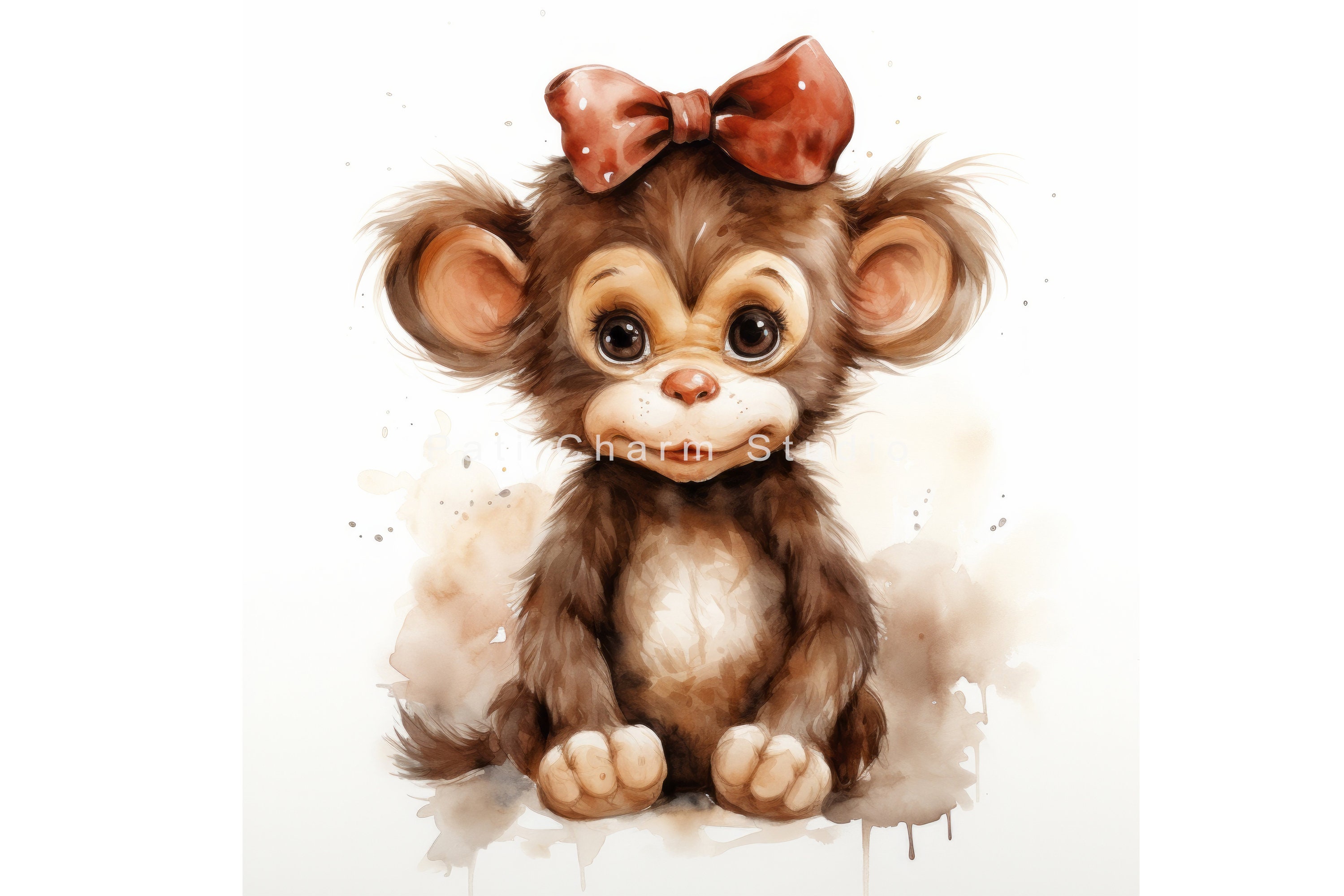 Watercolor Monkey Clipart Bundle, High Quality Jpgs, Card Making, Baby ...