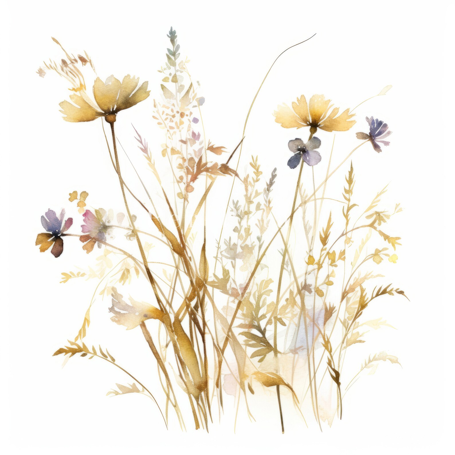 Watercolor Meadow, Clipart Bundle, Floral Clipart Set, Autumn Clipart ...