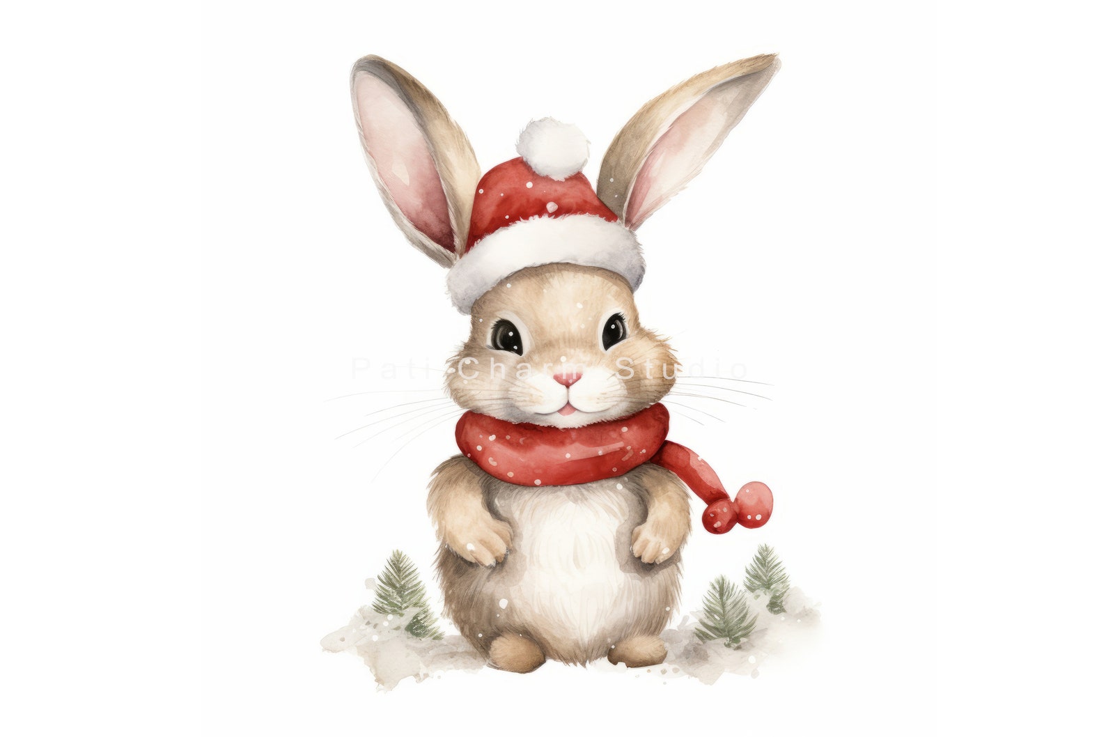 Watercolor Santa Rabbit Clipart PNG, High Quality, Christmas Bunny ...