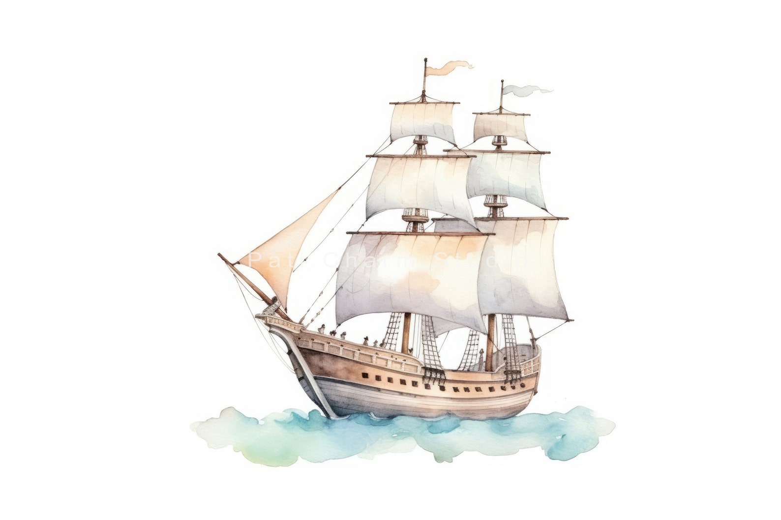 Watercolor Pirates Clipart Bundle, Pirate Ship Clipart, Instant ...