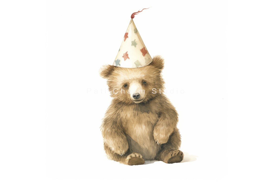 Teddy Bear Birthday Clipart, Watercolor Bear Clipart, Happy Birthday ...