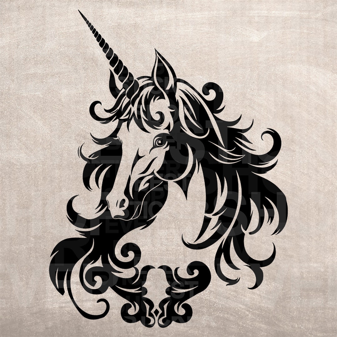 Unicorn Stencil, Model Template Design Print, Digital Download Clipart Graphic for DYI Craft ...