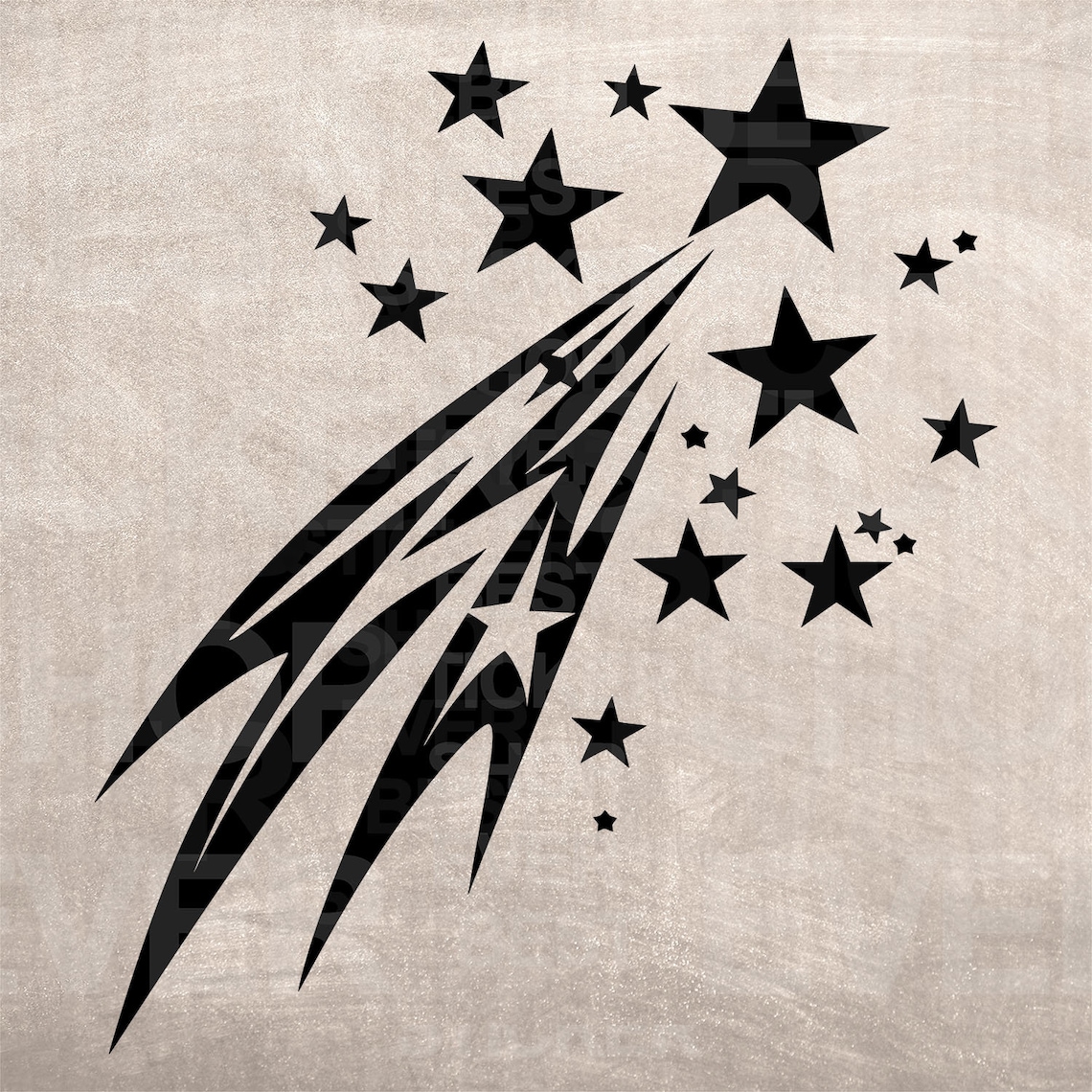 Shooting Star Stencil, Design Print, Digital Download Clipart Graphic ...