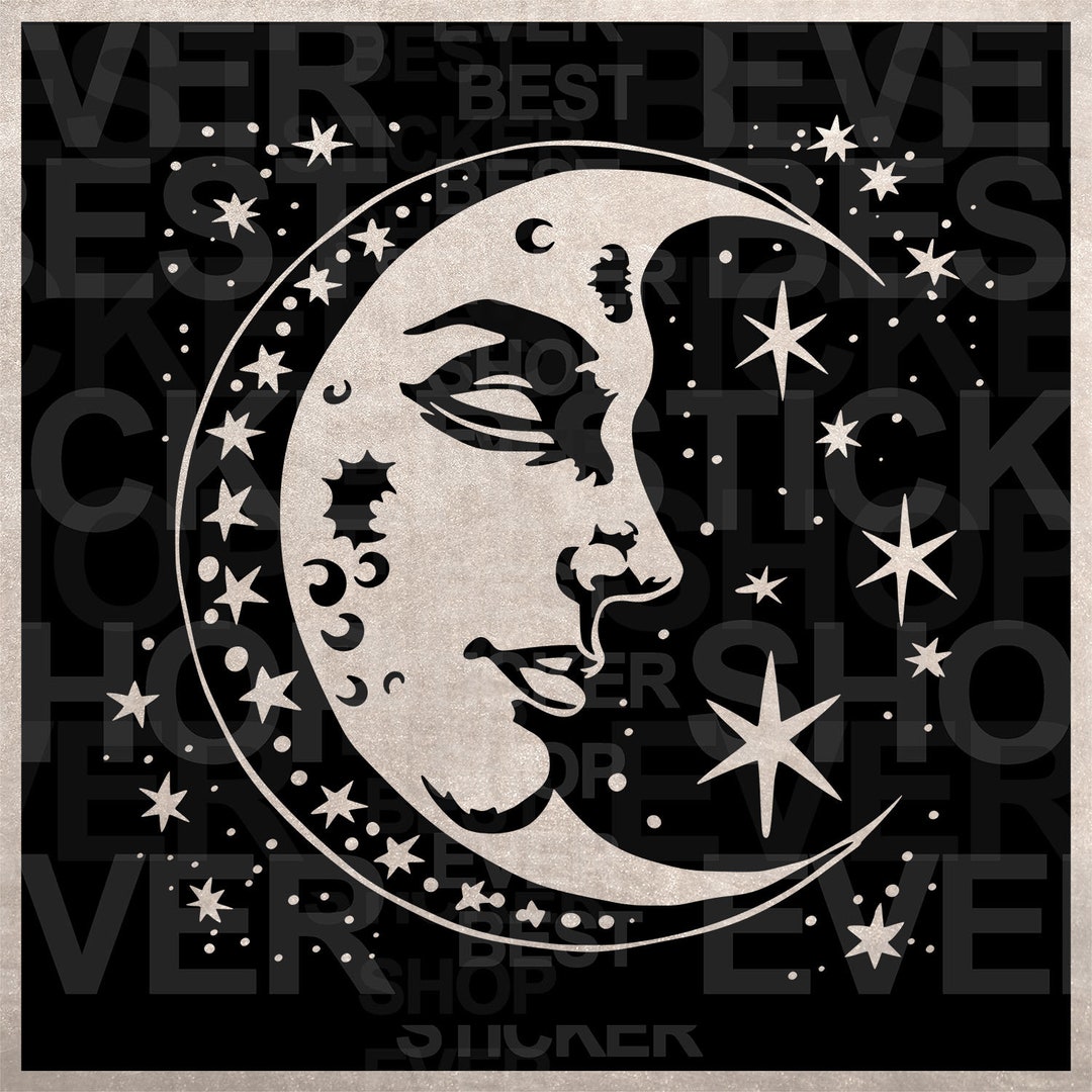 Moon Night Stencil, Design Print, Digital Download Clipart Graphic for ...