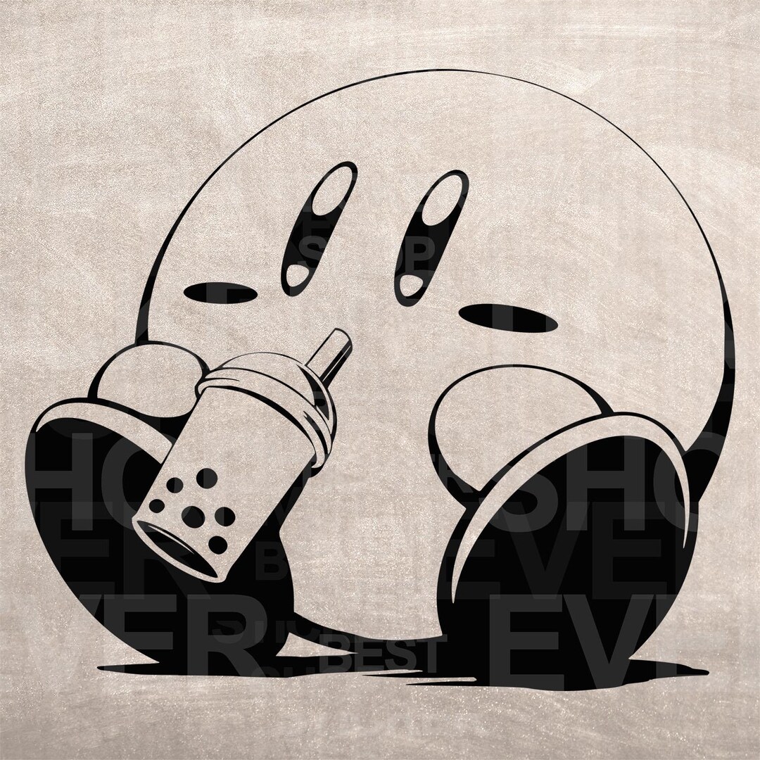 Kirby Boba Tea Stencil, Design Print, Digital Download Clipart Graphic for DYI Craft Wall Deco ...