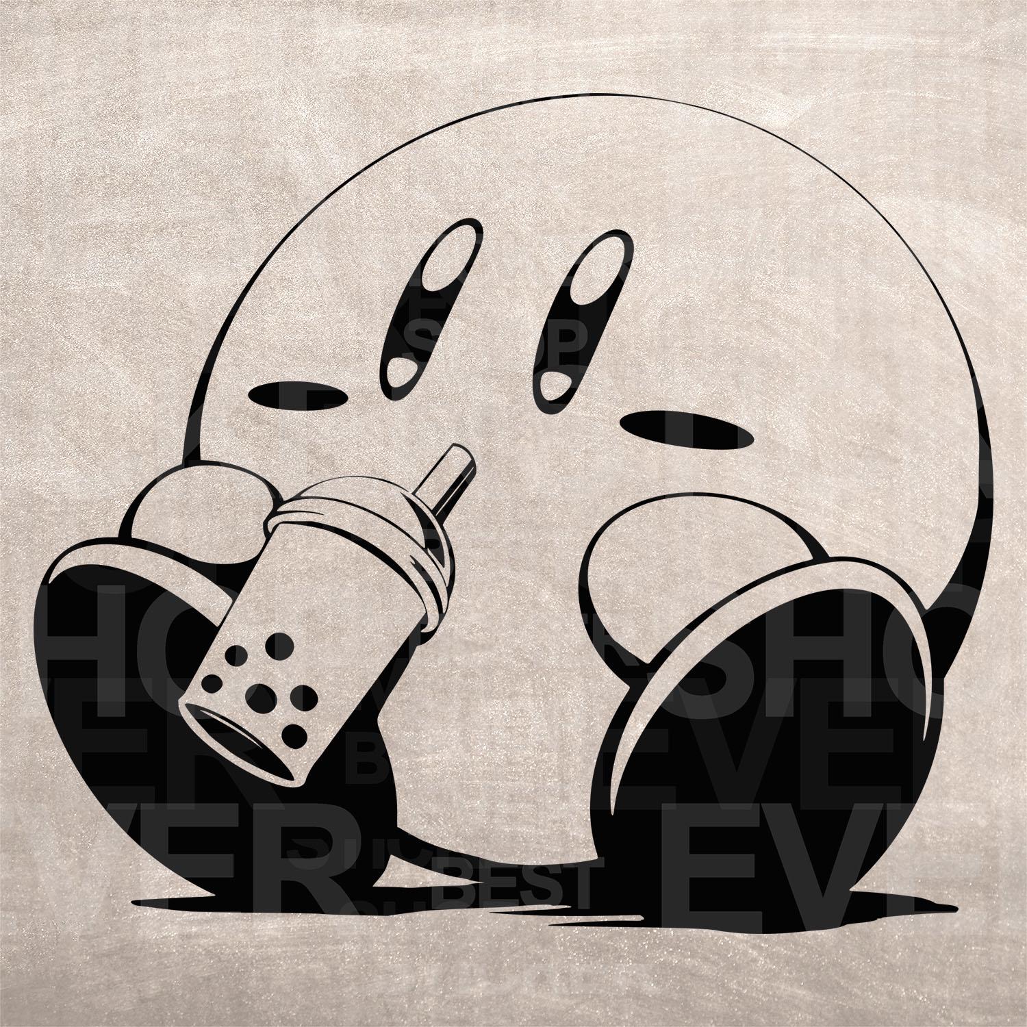 Kirby Boba Tea Stencil, Design Print, Digital Download Clipart Graphic ...