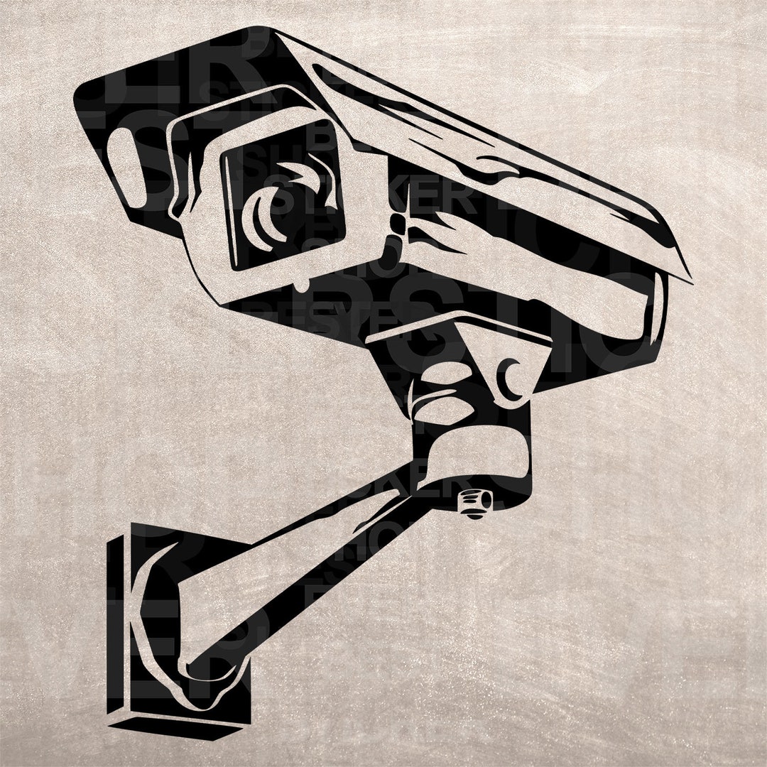 Security Camera Stencil, Design Print, Digital Download Clipart Graphic for DYI Craft Wall Deco ...