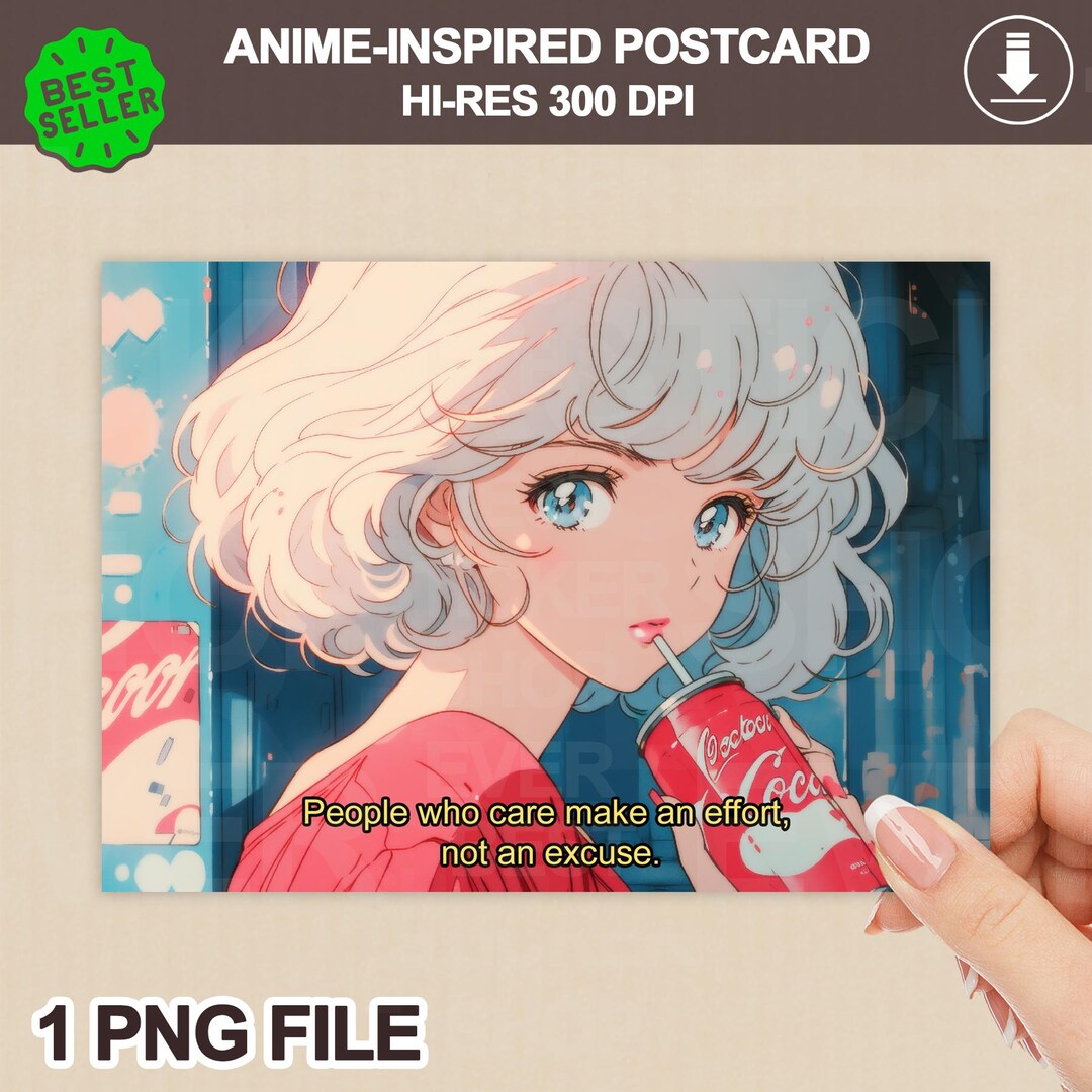 Anime Girl Postcard ~ Anime Clipart, Digital Download, DIY Scrapbooking ...