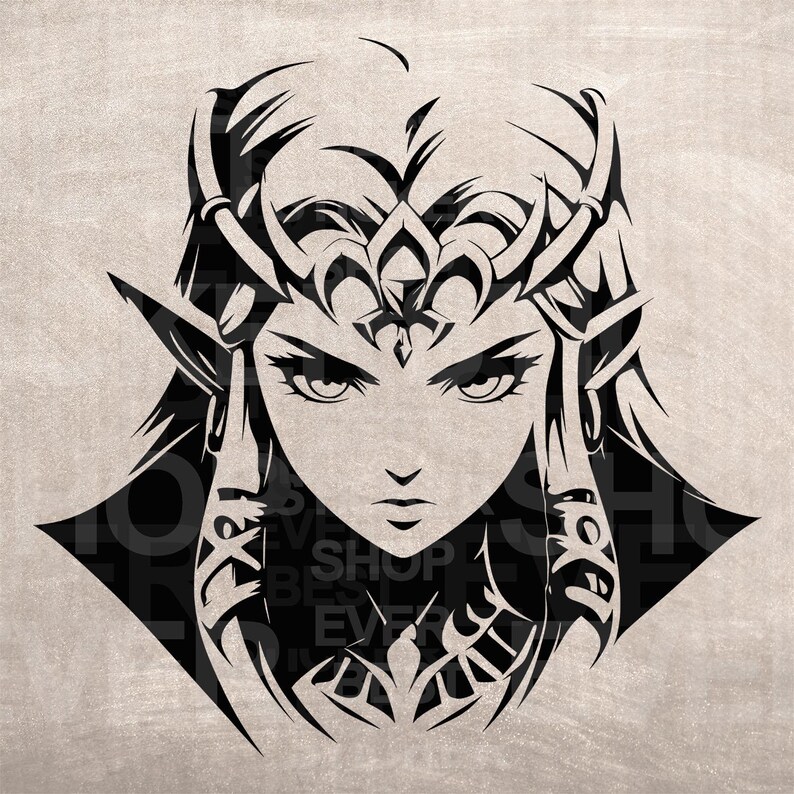 Princess Zelda Stencil, Design Print, Digital Download Clipart Graphic ...