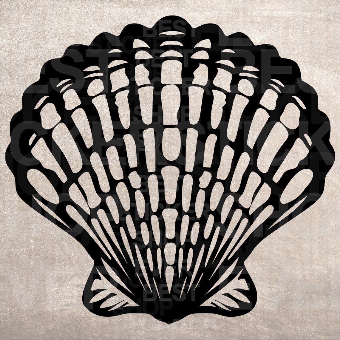 Sea Shell Stencil, Design Print, Digital Download Clipart Graphic for ...