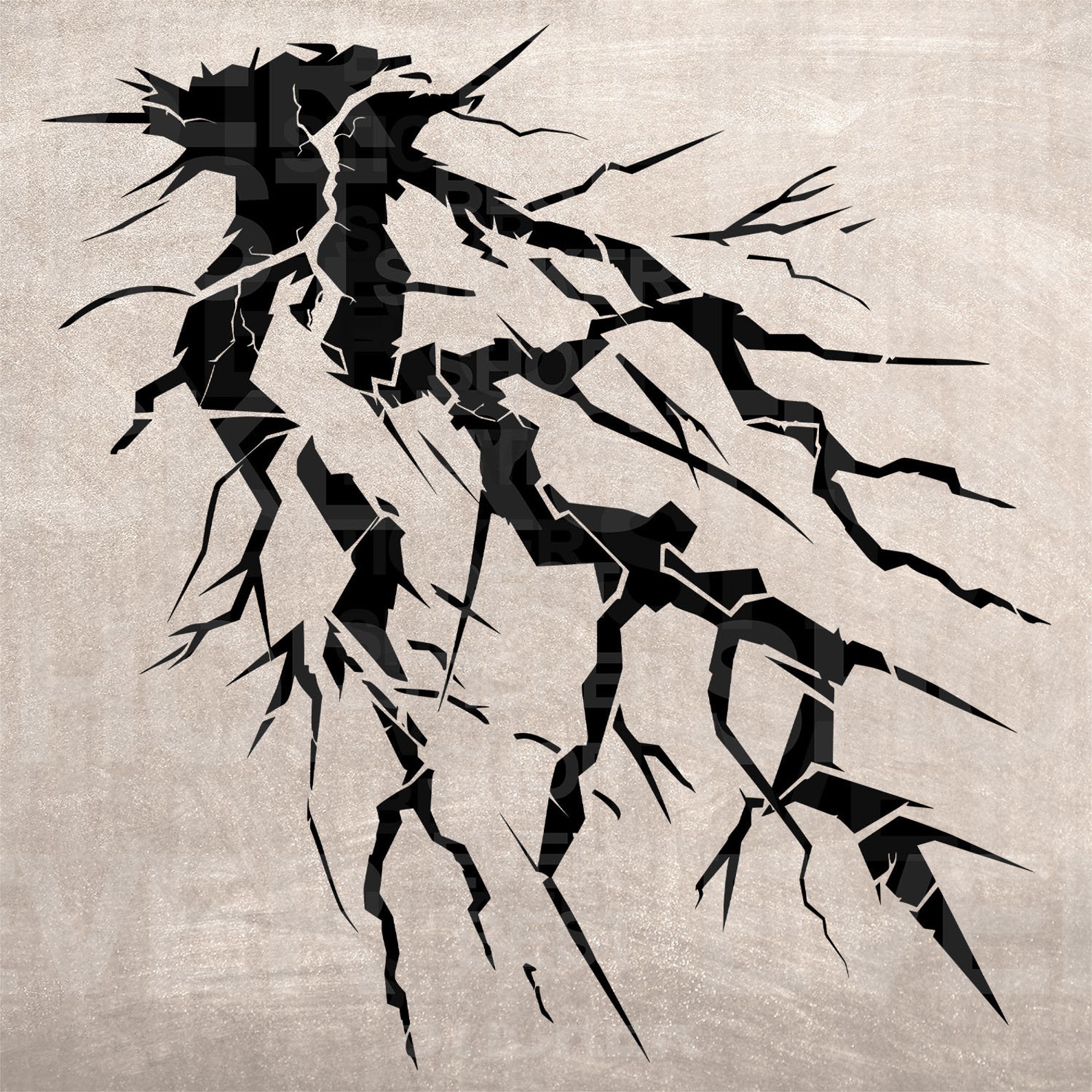 Thunder Stencil, Design Print, Digital Download Clipart Graphic for DYI ...