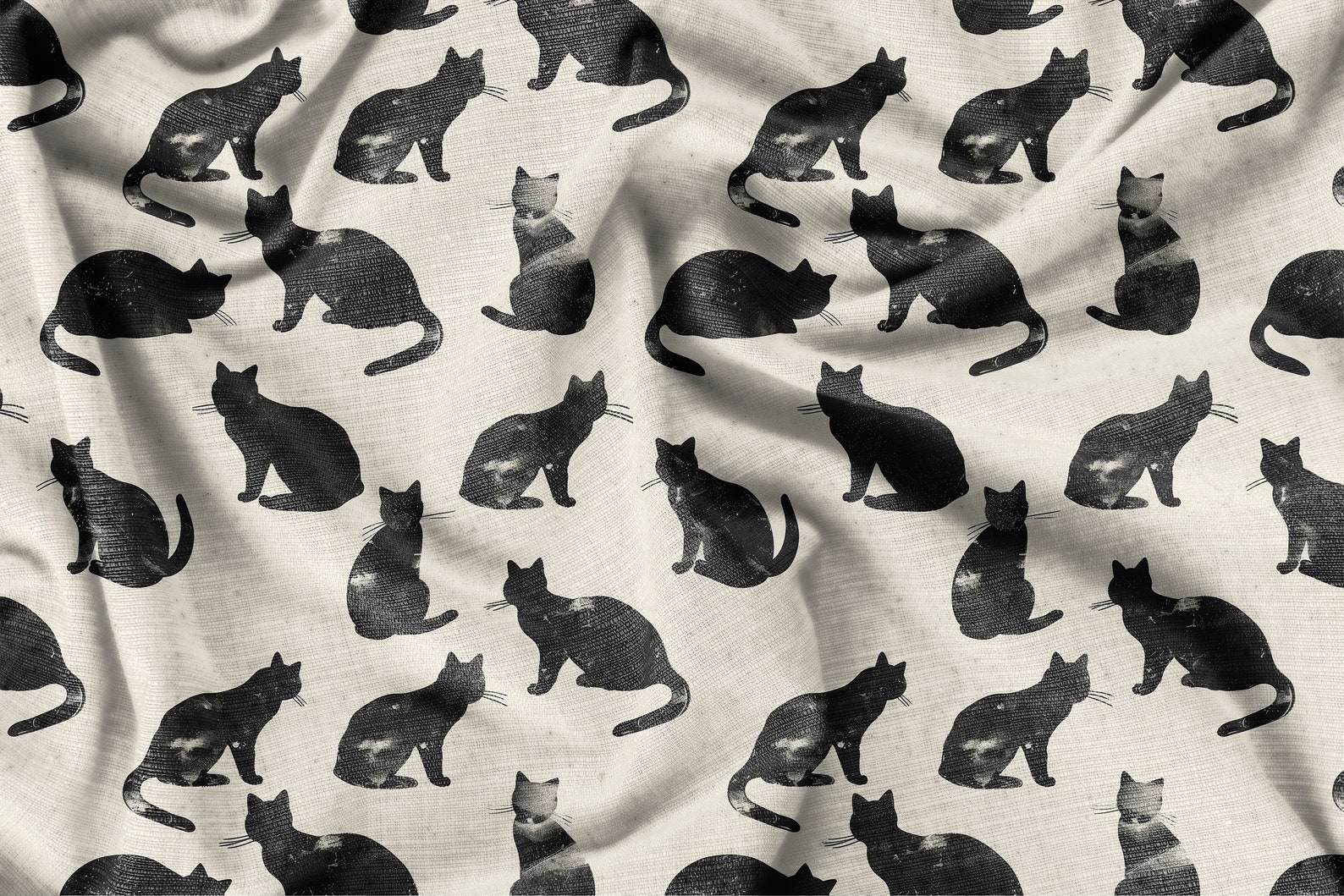 Black Cats Vintage Cat Print Seamless Pattern Design Repeating File for ...