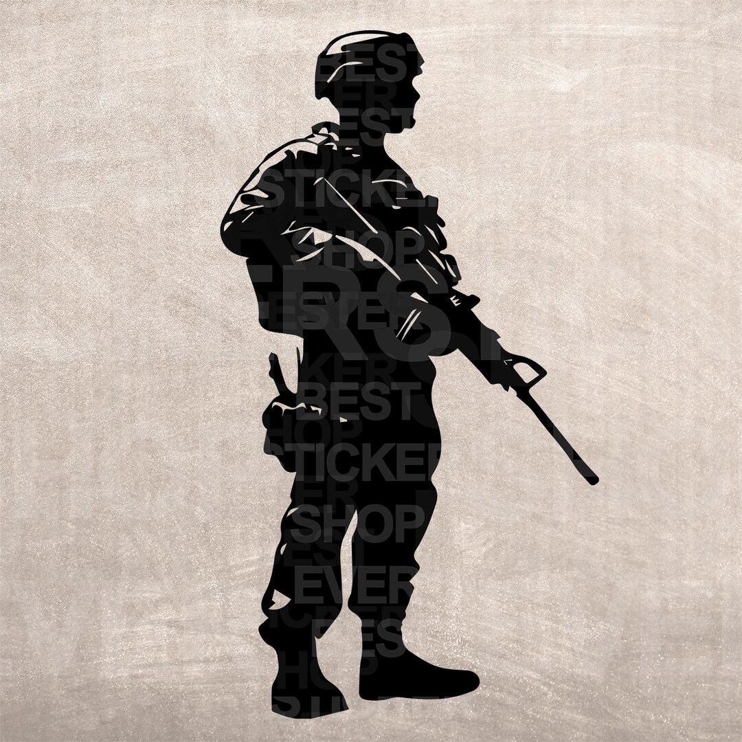Soldier Army War Stencil, Design Print, Digital Download Clipart ...