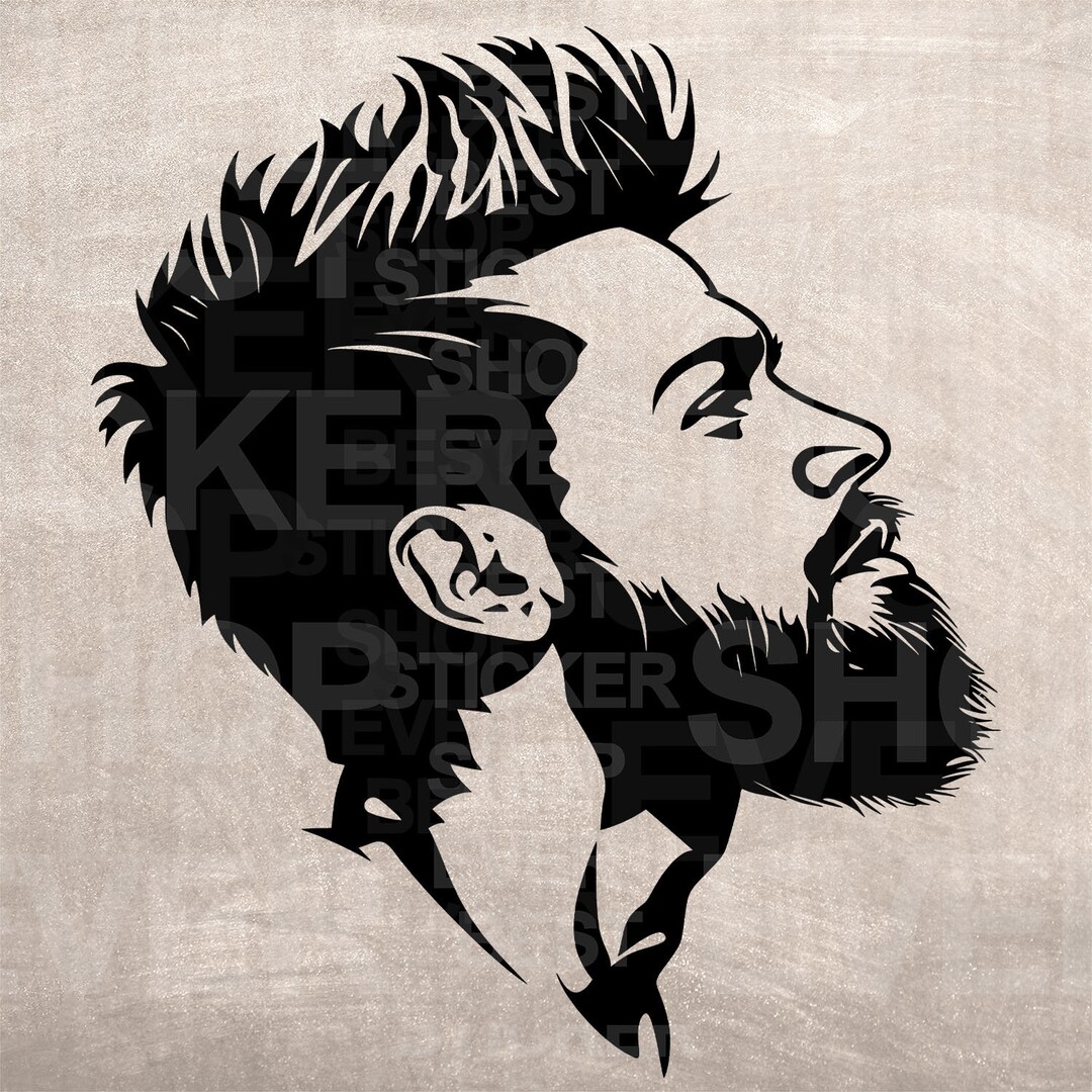 Barber Man Beard Stencil, Design Print, Digital Download Clipart ...