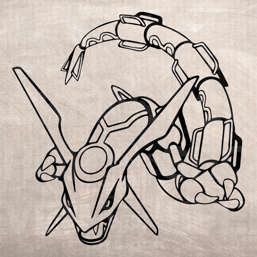 Rayquaza Pokemon Stencil, Design Print, Digital Download Clipart ...