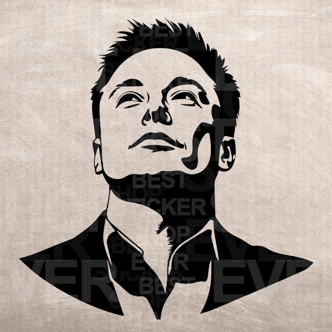 Elon Musk Spacex Tesla Stencil, Design Print, Digital Download Clipart ...