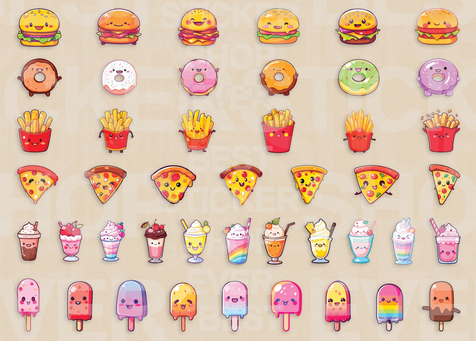 Cute Junk Food PNG SVG Bundle, PNG Stickers, Printable Stickers ...