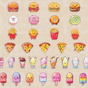 Cute Junk Food PNG SVG bundle PNG stickers printable - Etsy 日本