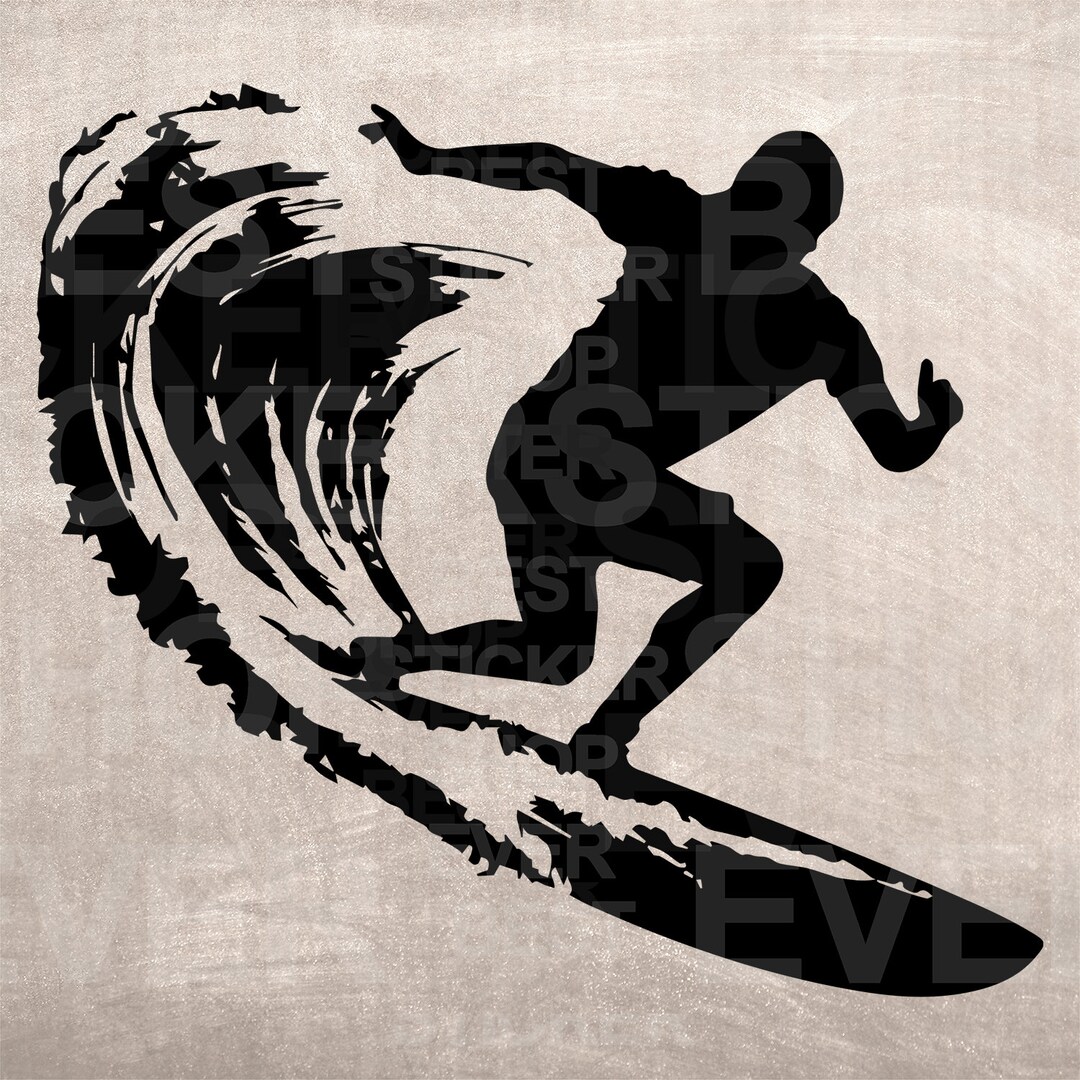 Surfer Wave Surfing Surfboard Summer Beach Holiday Stencil, Digital ...