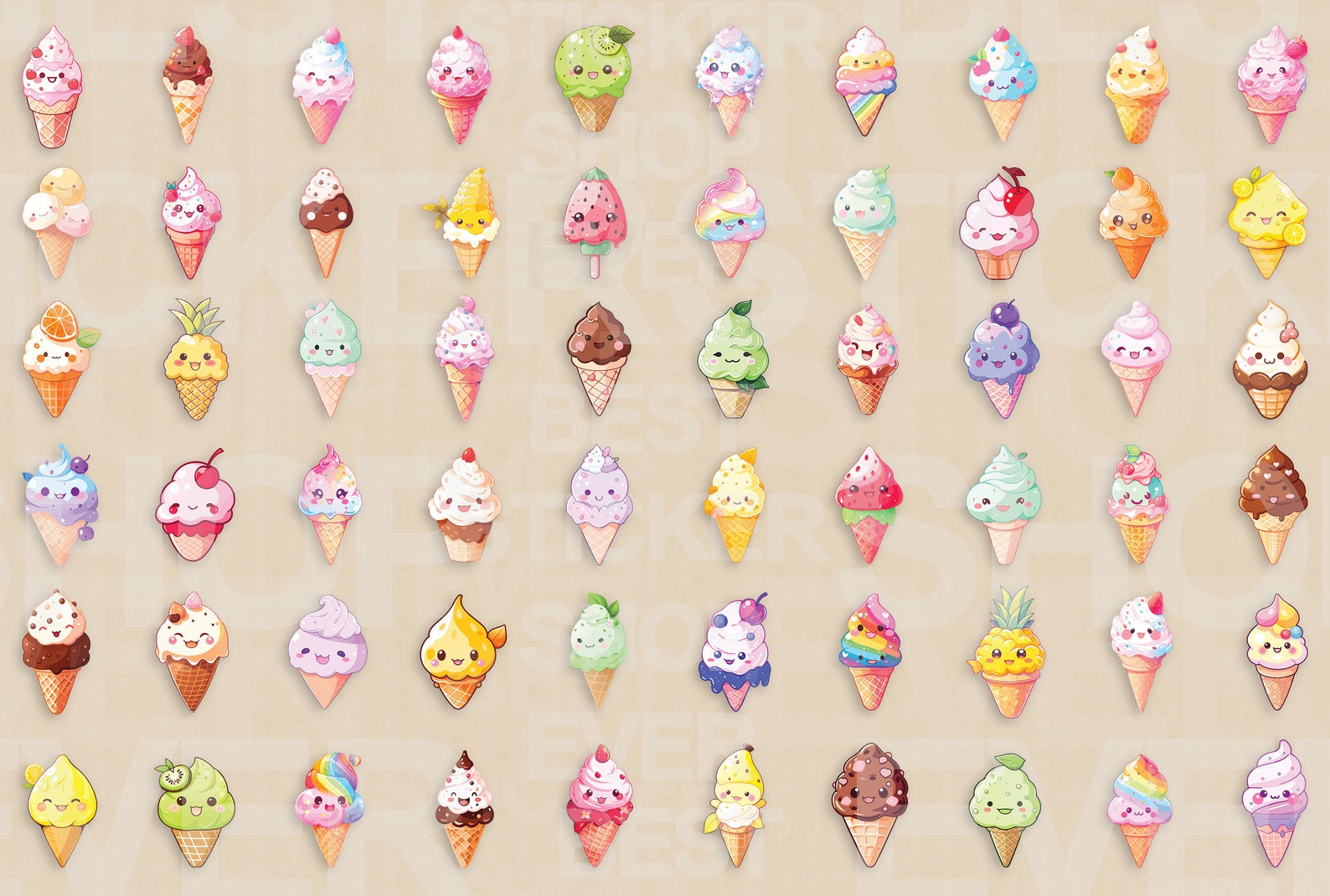 Cute Ice Cream PNG SVG Bundle, Sticker PNG, Printable Stickers, Ice ...