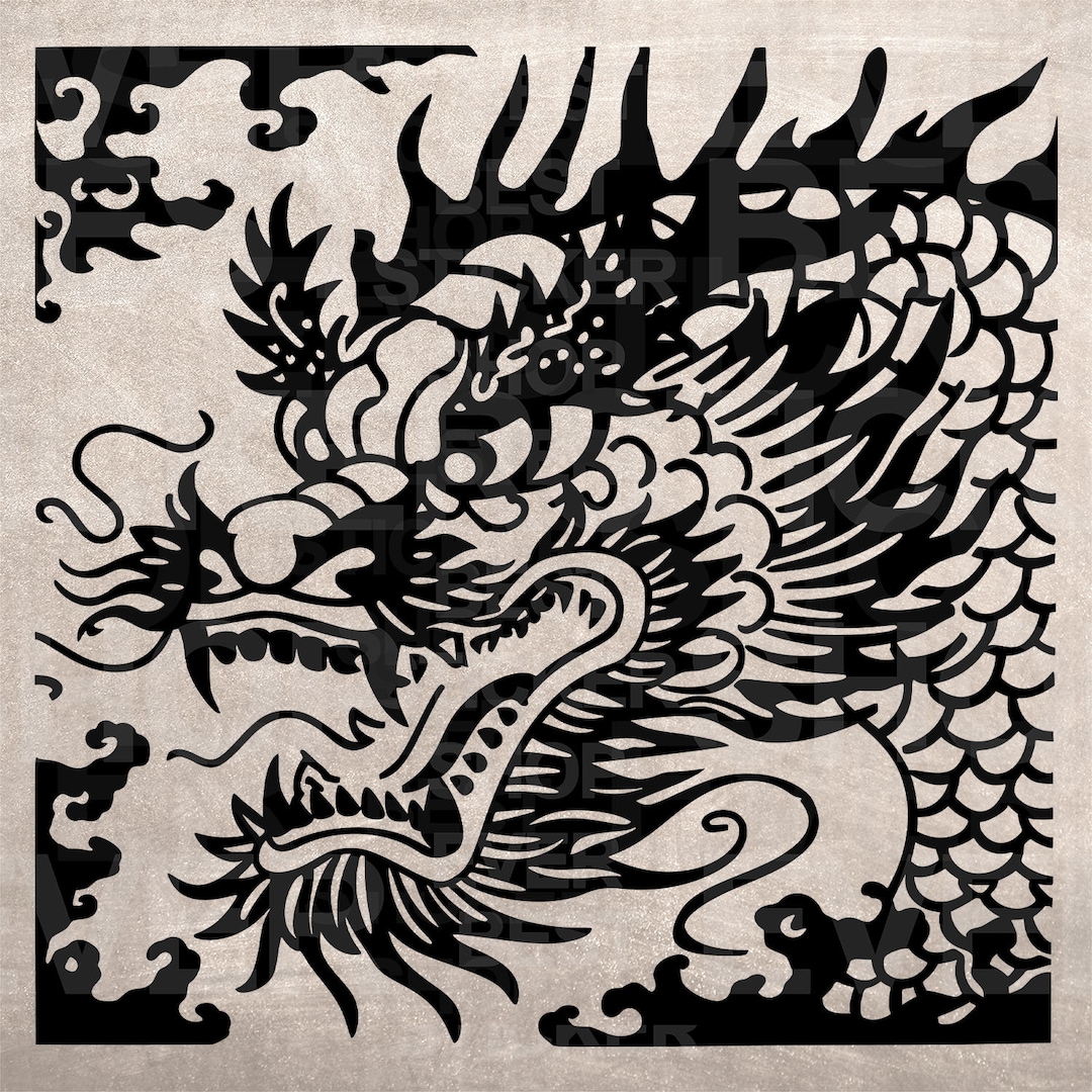 Dragon Stencil, Model Template Design Print, Digital Download Clipart ...
