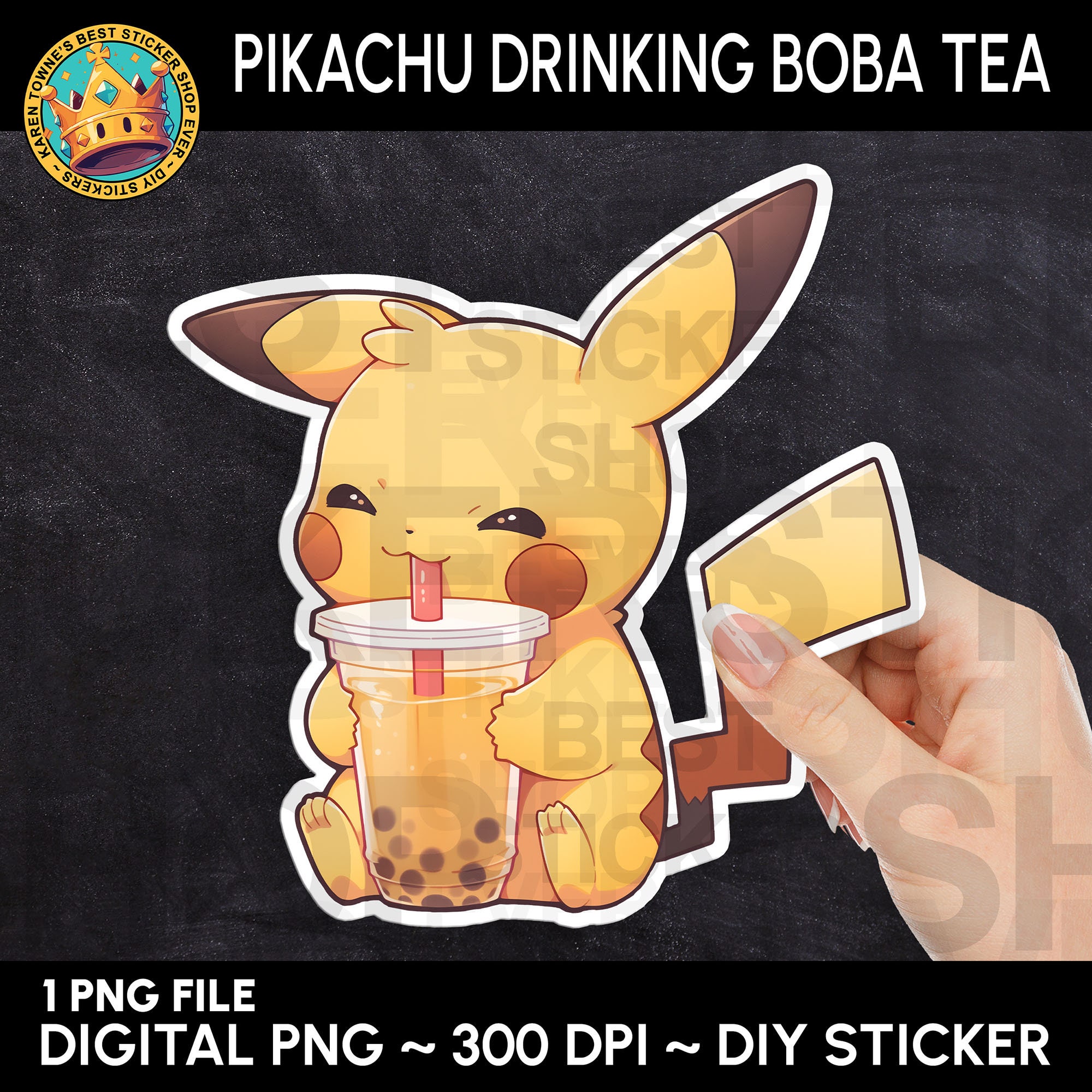 Pikachu Drinking Boba Tea Giant PNG Clipart, Digital Sticker ...