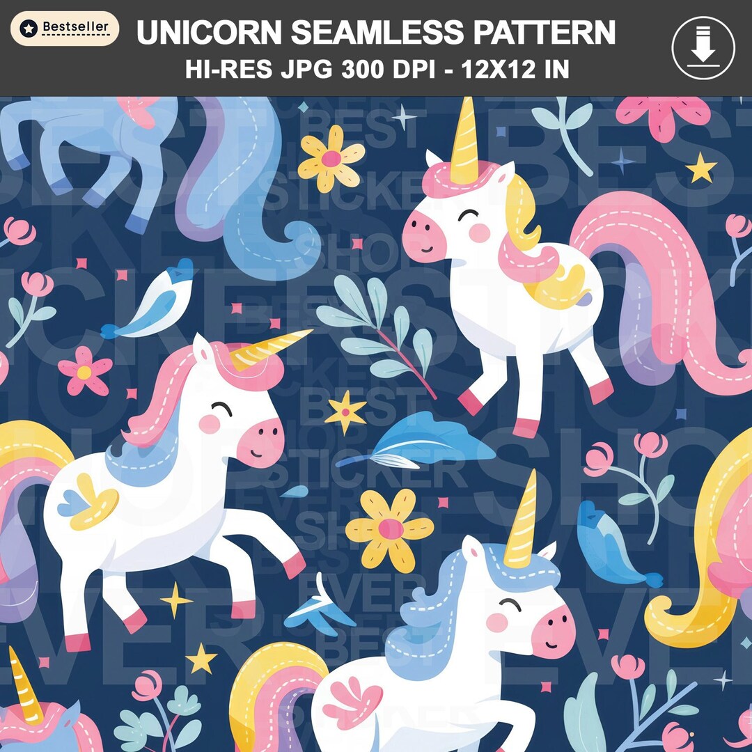 Unicorn Print Seamless Pattern Design Kids Nursery Wallpaper Repeating ...