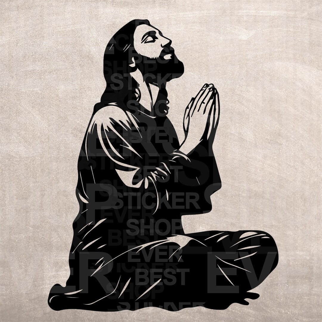 Jesus God Praying Stencil, Design Print, Digital Download Clipart ...
