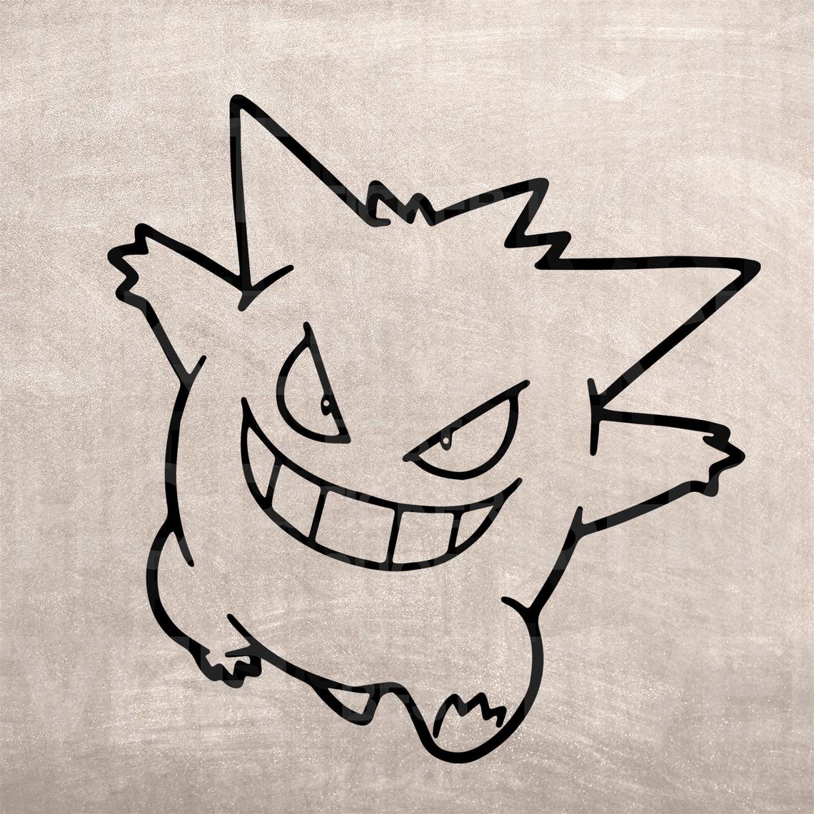 Gengar Pokemon Stencil, Model Template Design Print, Digital Download ...
