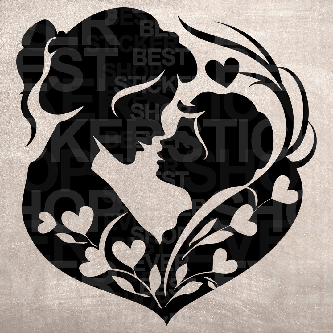 Mother's Day Mom and Kid Stencil, Model Template Design Print, Digital ...