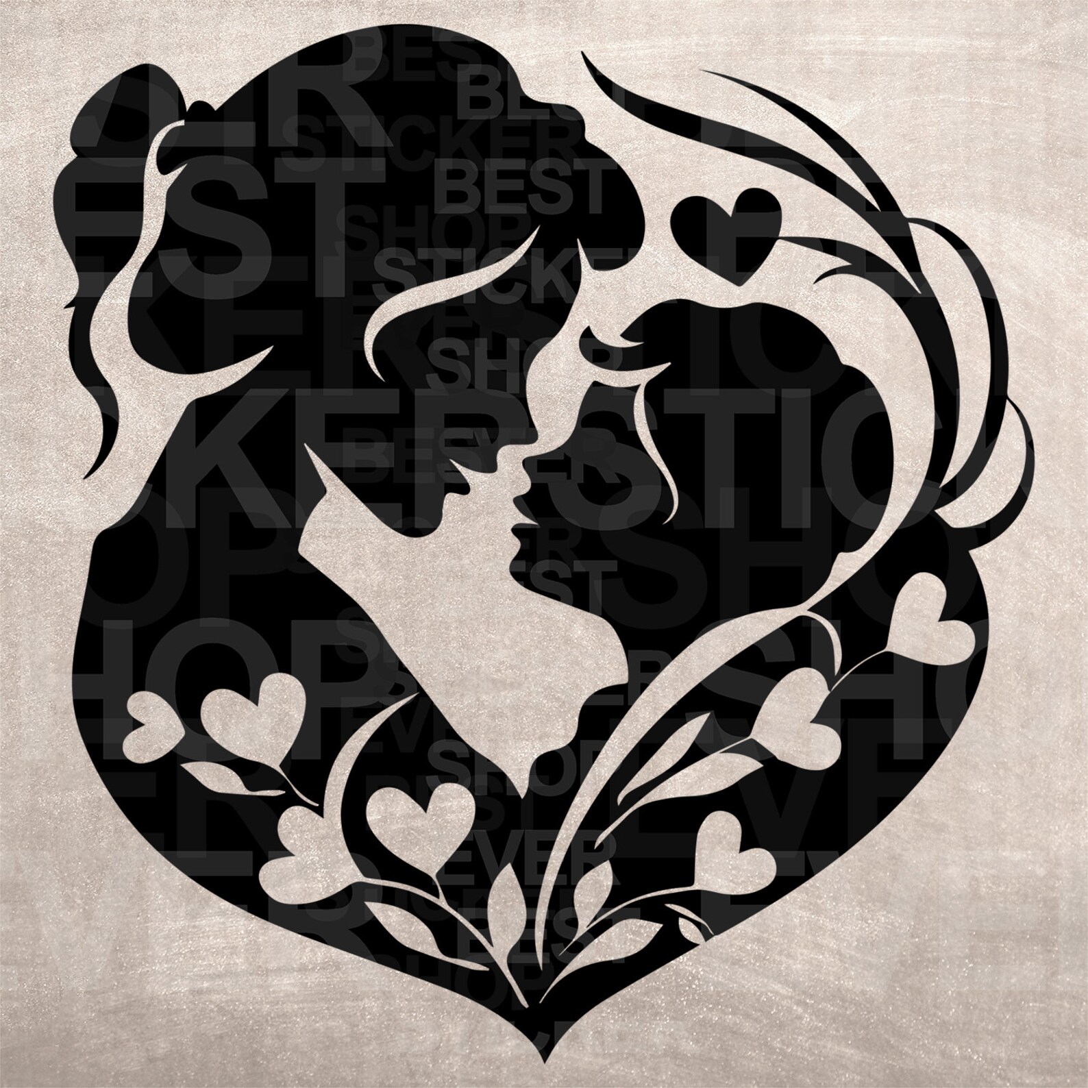 Mother's Day Mom and Kid Stencil, Model Template Design Print, Digital ...
