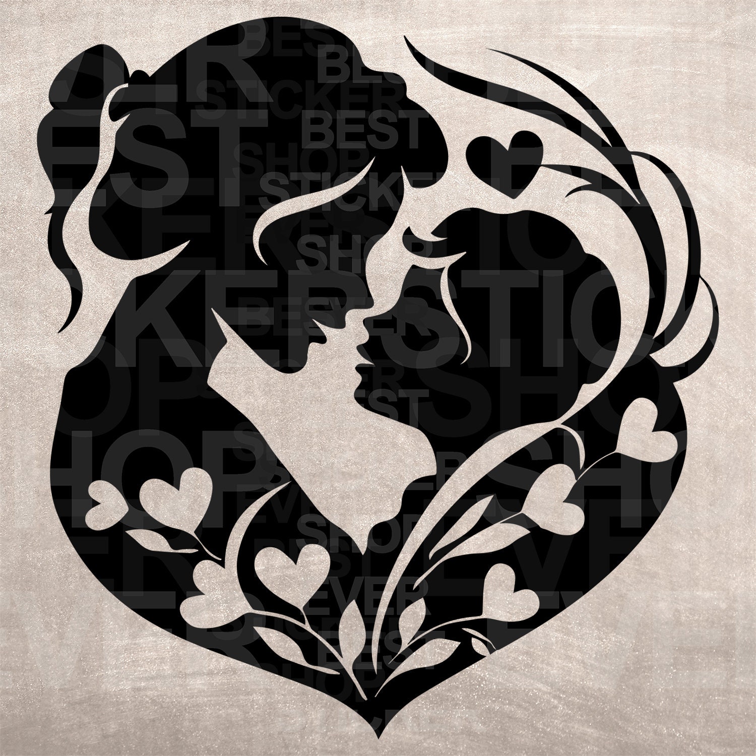 Mother's Day Mom and Kid Stencil, Model Template Design Print, Digital ...