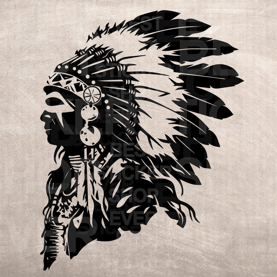 Native American Man Stencil, Model Template Design Print, Digital ...