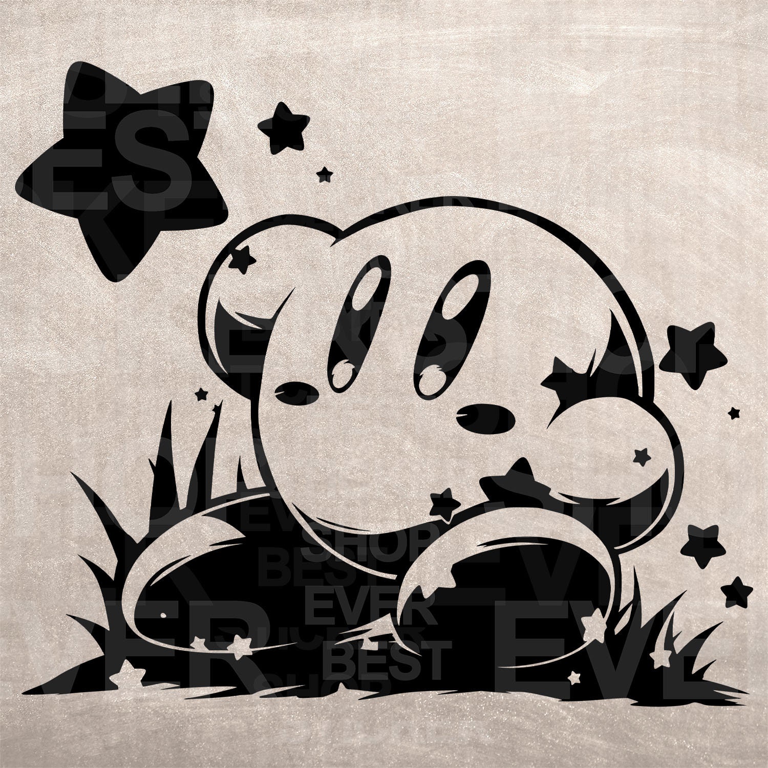 Kirby Stencil, Design Print, Digital Download Clipart Graphic for DYI ...