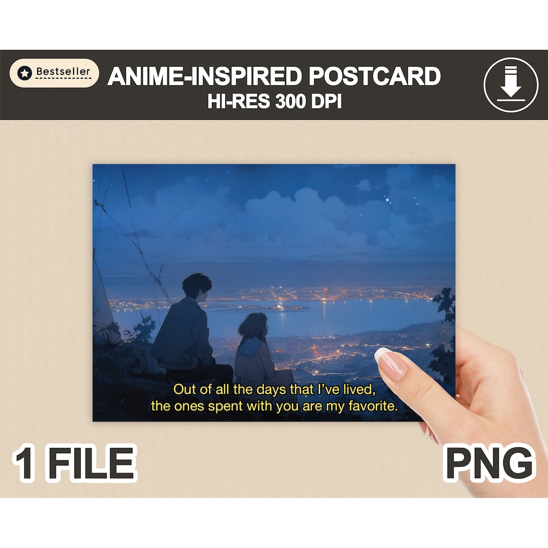 Anime Inspired Postcard Anime Clipart, Digital Download, DIY ...