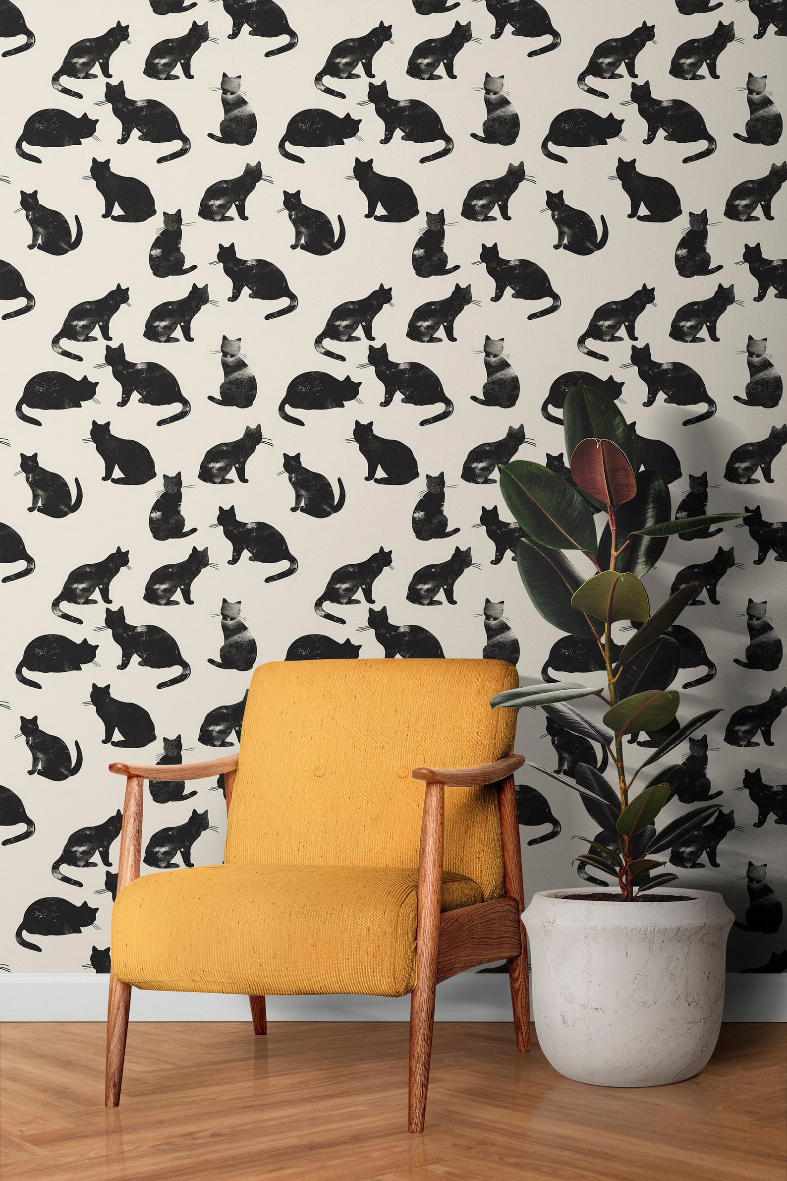 Black Cats Vintage Cat Print Seamless Pattern Design Repeating File for ...